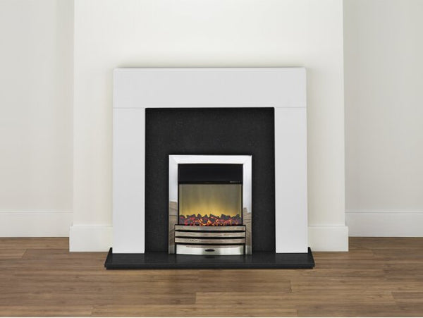 Adam Miami Fireplace Suite in Pure White and Granite with Eclipse Elec ...