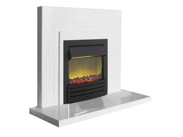 Belair White Marble Fireplace with Eclipse Black Electric Fire, 44 Inc ...