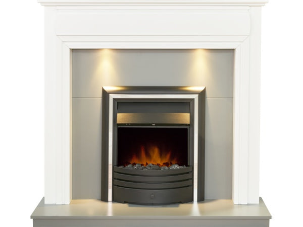 Adam Honley Fireplace in Pure White & Grey with Cambridge Electric Fir ...